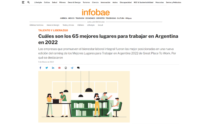 Infobae: Cuáles son los 65 mejores lugares para trabajar en Argentina ...