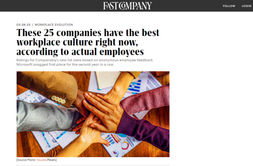 Fast Company: These 25 companies have the best workplace culture right ...